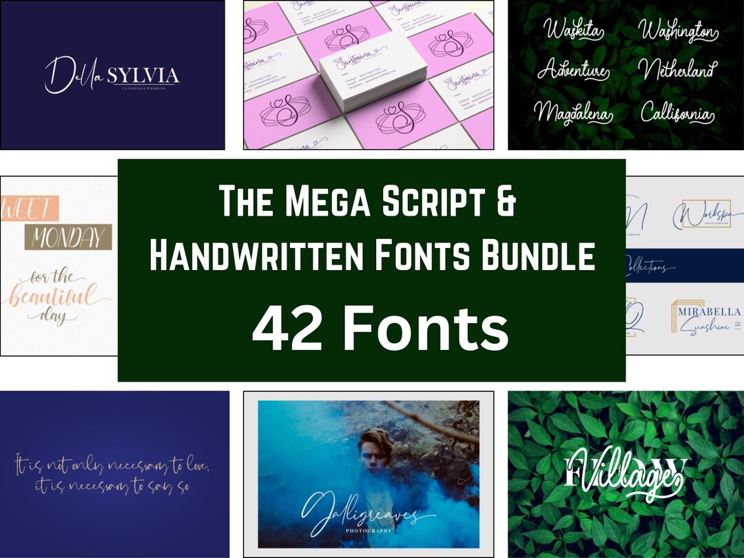 Mega Script & Handwritten Fonts Bundle, Handwritten Script Fonts, Handwritten Script Fonts ...