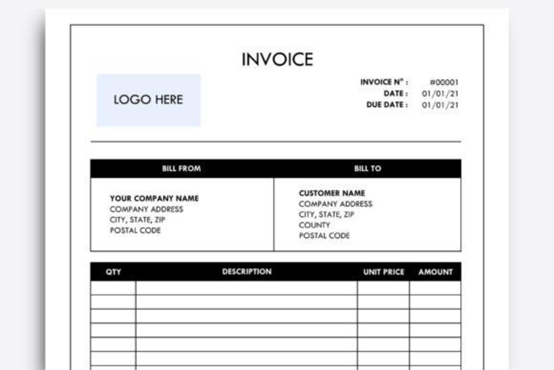 Invoice Template, Editable Invoice Template, Business Invoice ...