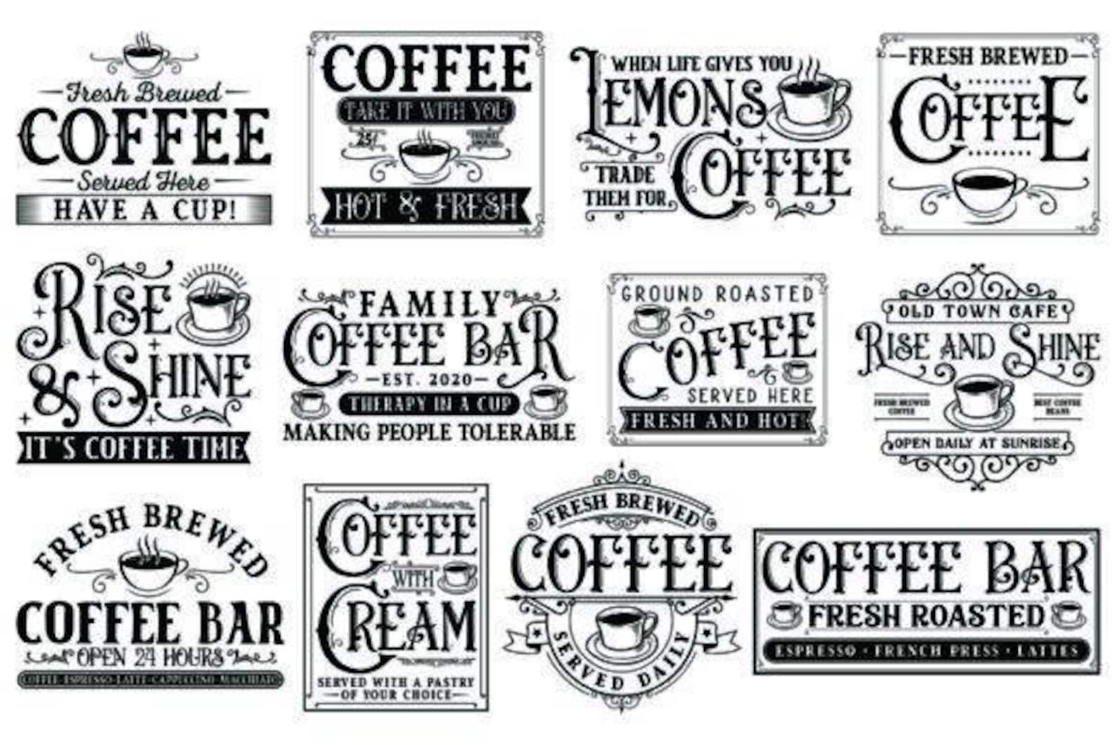 Vintage Coffee Sign SVG Bundle | 30 Kitchen Decor Designs (digital ...