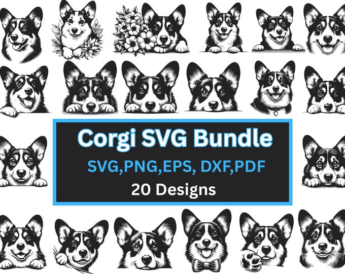 Corgi PNG SVG Bundle 18 Images Digital Printable Vector Instant ...