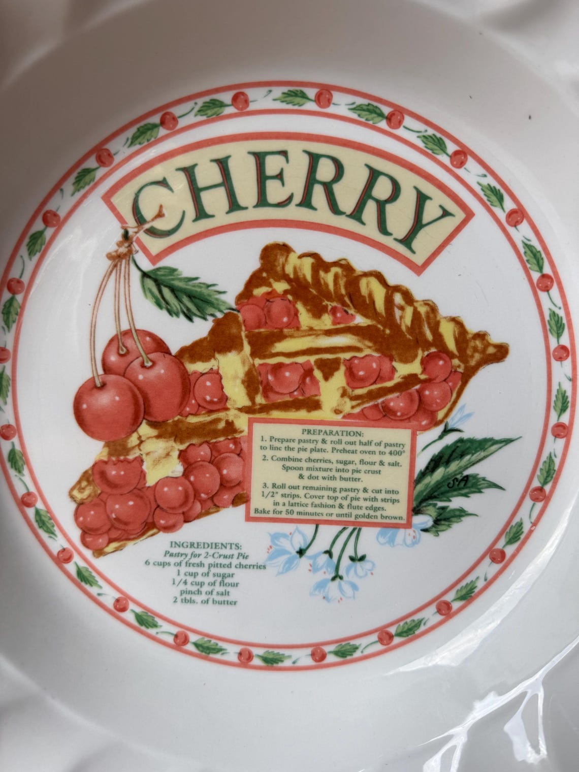 Vintage Cherry Pie Recipe Plates (varieties) - Etsy