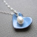 Periwinkle Blue Heart Necklace White Pearl Sterling Silver Enamel - Etsy