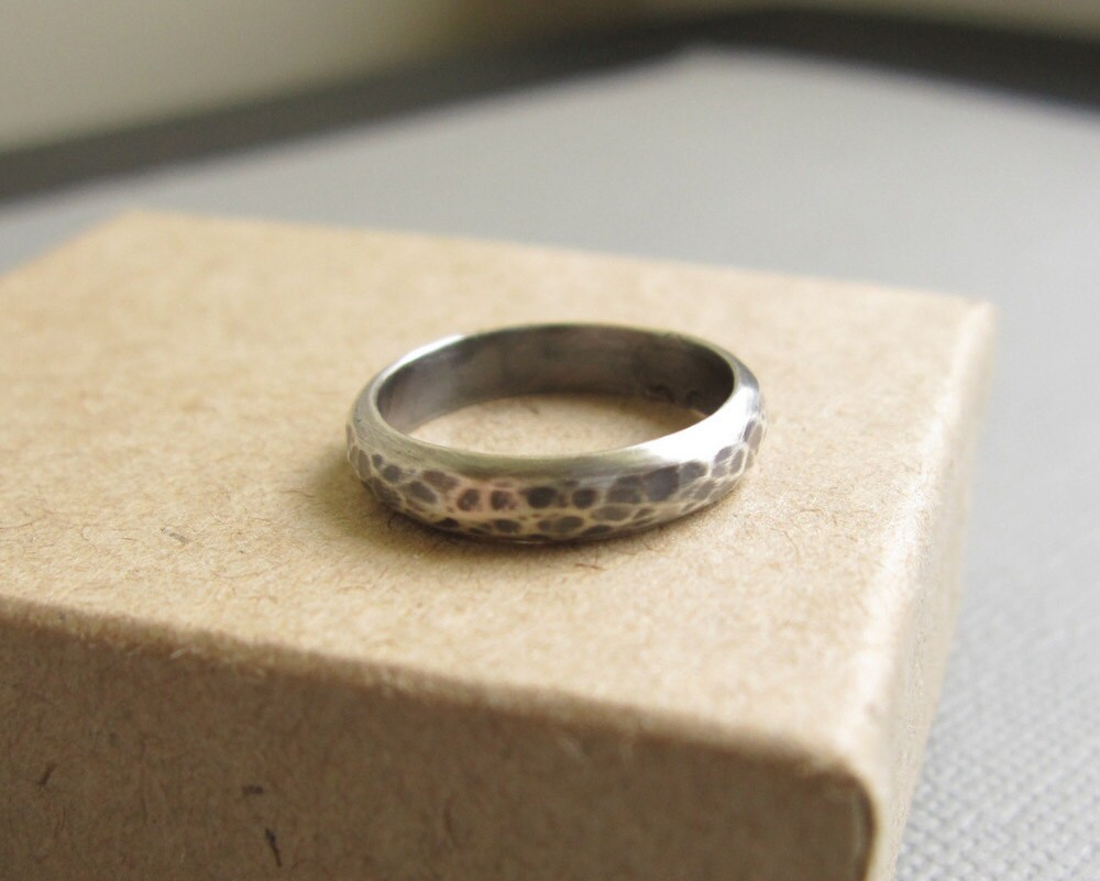 Hammered Sterling Silver Ring Simple Band Custom Size - Etsy