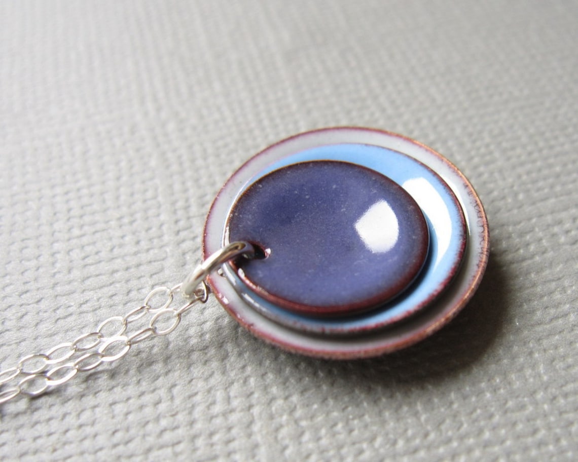 Purple Periwinkle Blue Mist Modern Minimalist Enamel Necklace - Etsy