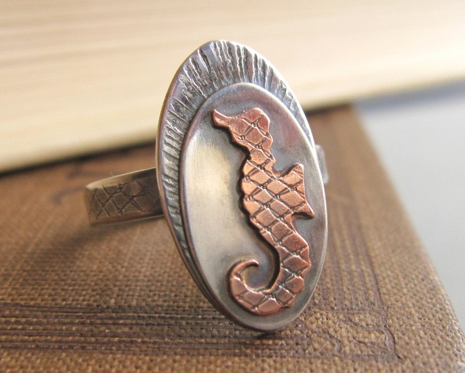 Seahorse Ring Sterling Silver Copper Mixed Metal Size 6 - Etsy