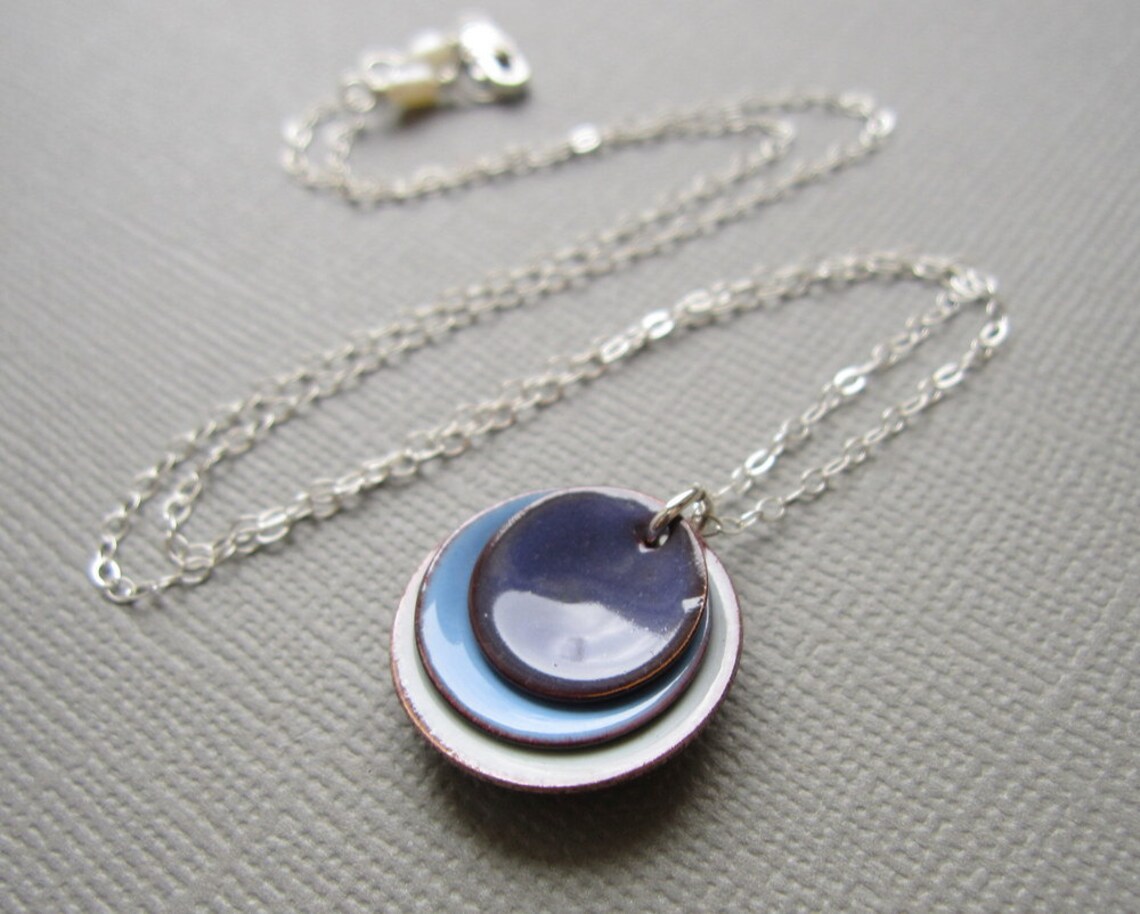 Purple Periwinkle Blue Mist Modern Minimalist Enamel Necklace - Etsy