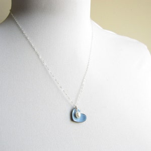 Periwinkle Blue Heart Necklace White Pearl Sterling Silver Enamel - Etsy