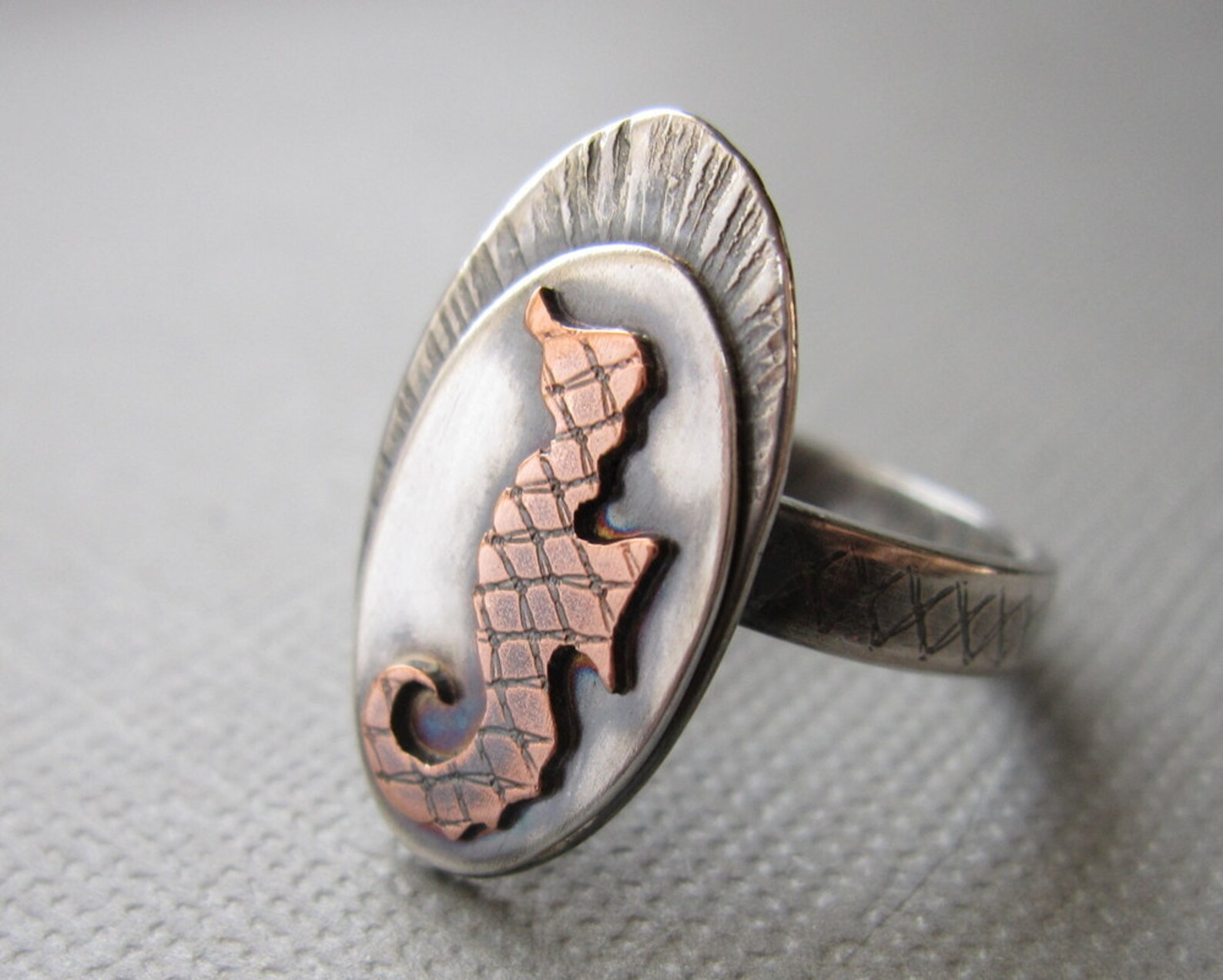Seahorse Ring Sterling Silver Copper Mixed Metal Size 6 - Etsy