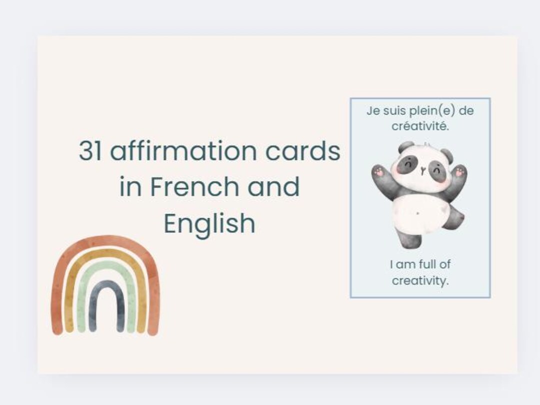 31 Affirmation Cards in French and English - Etsy
