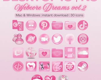 Pink Frutiger Aero Icon Set – Aesthetic Desktop Icons for Mac & PC - Etsy