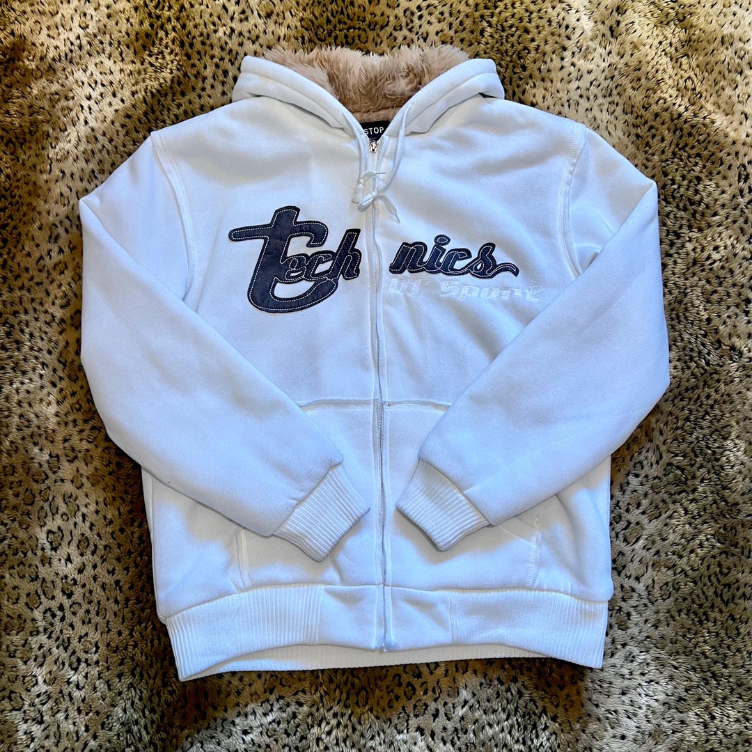 White Faux Fur Lined Nonstop technics of Sport Hoodie - Etsy