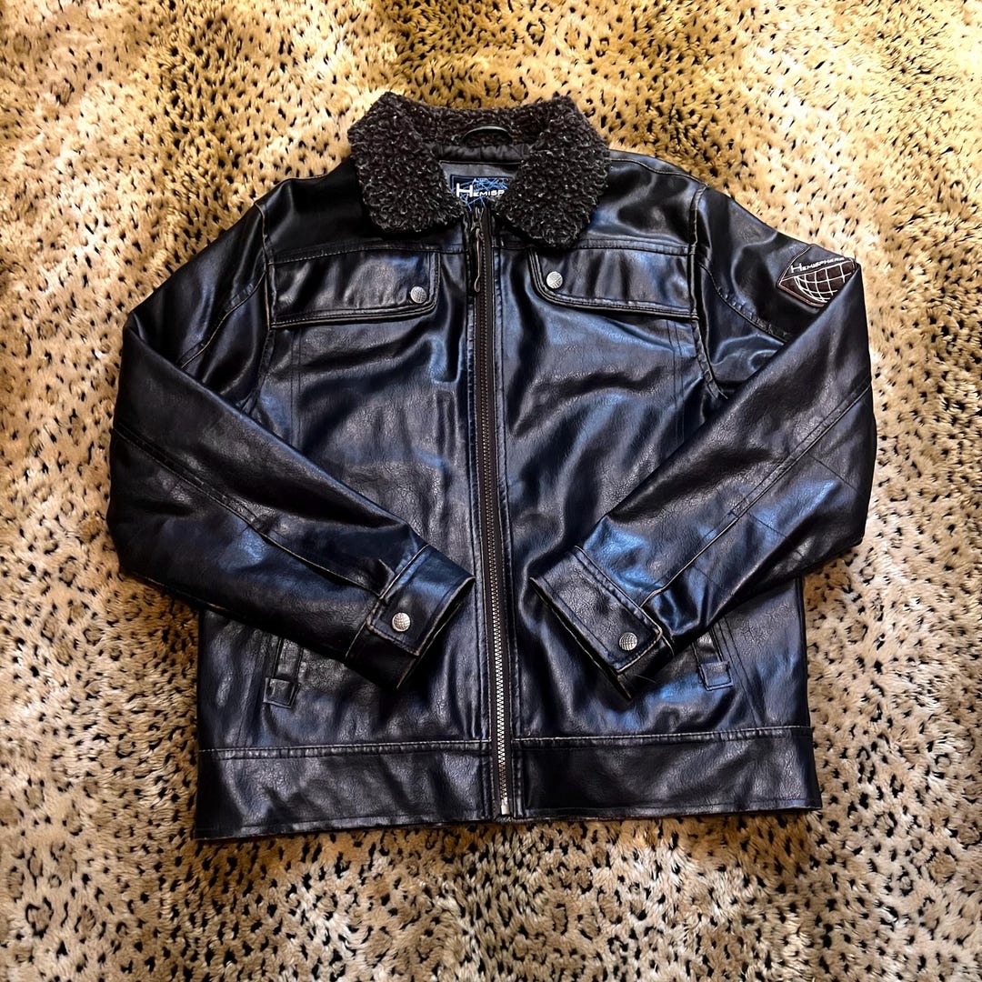 Hemisphere Faux Leather Jacket - Etsy