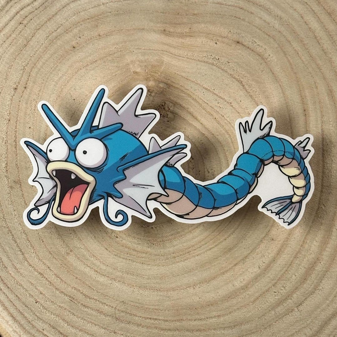 Giant Gyarados Sticker | 6"x3" Pokemon Water Dragon | Waterproof ...
