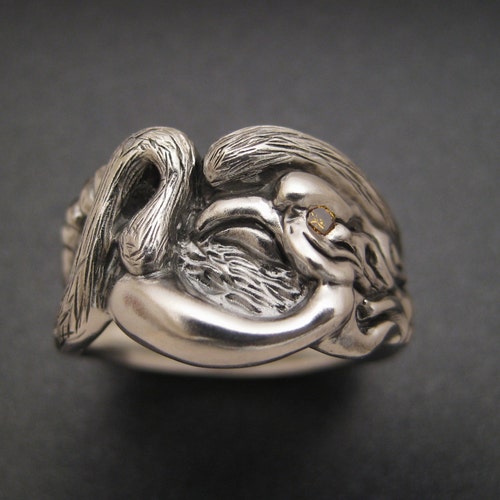 14kt Gold Over Phoenix Ring Sterling Silver Women's Ring - Etsy