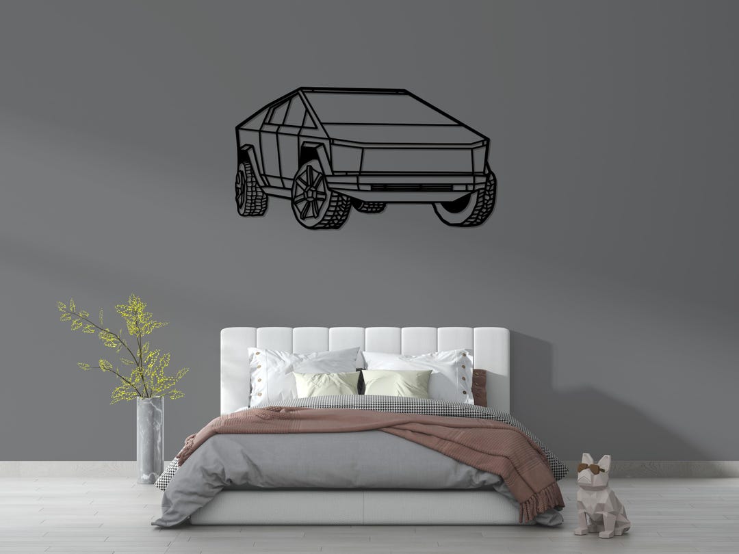Cybertruck Metal Wall Art – Tesla Truck Silhouette, Futuristic Car ...