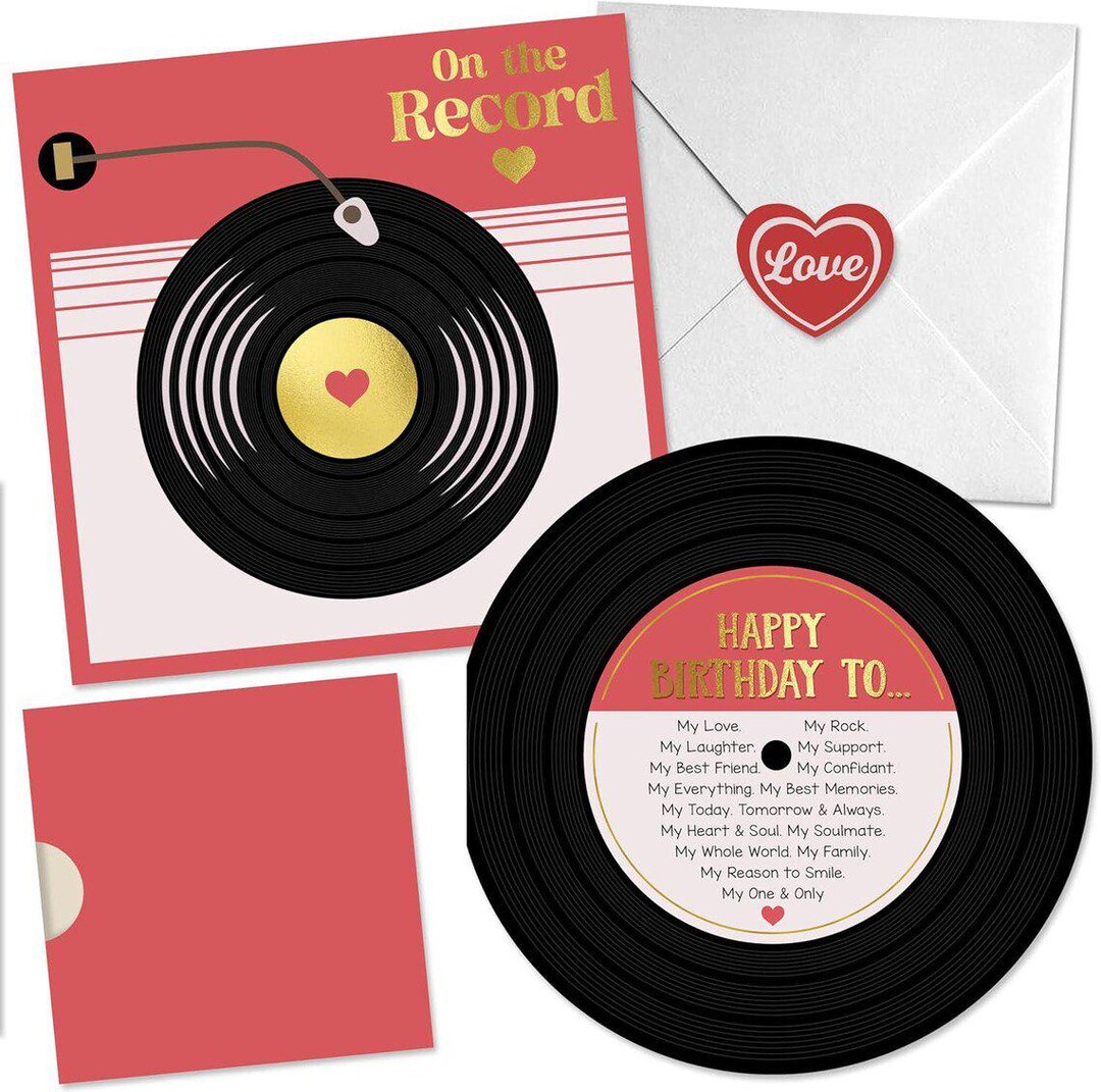 Vinyl Record Birthday Card: Romantic Music-themed Card - Etsy
