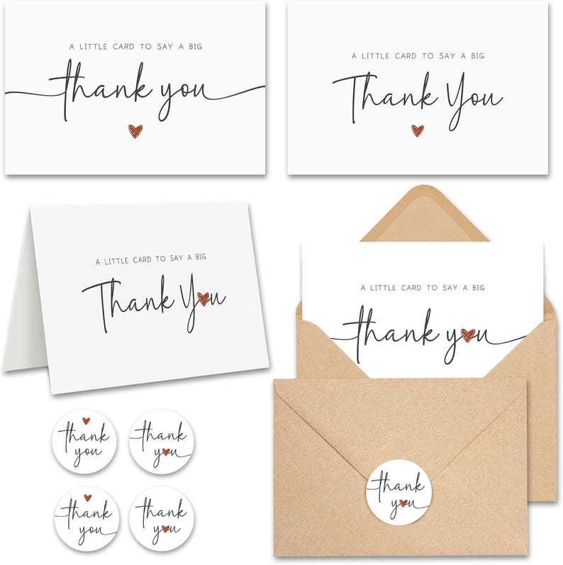 20pcs Horizontal Thank You Card Set – Minimalist Gratitude Cards With ...
