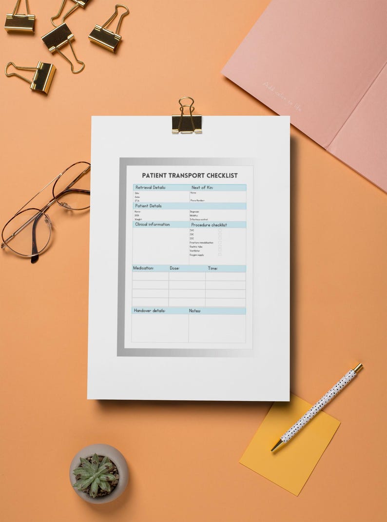 Patient Transport Checklist - Etsy