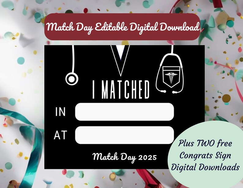 Editable Residency Match Day Sign | Custom Match Announcement Template ...