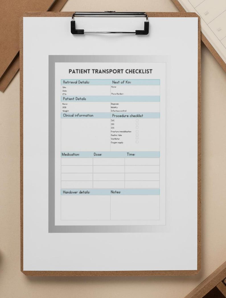 Patient Transport Checklist - Etsy