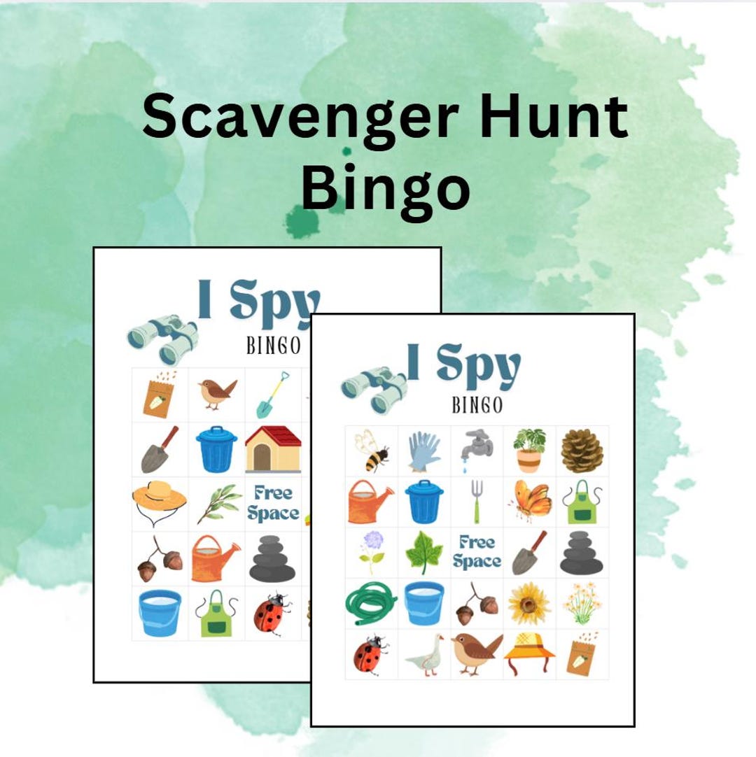 Printable Scavenger Hunt Bingo Game – Kids Activity, Outdoor or Indoor ...