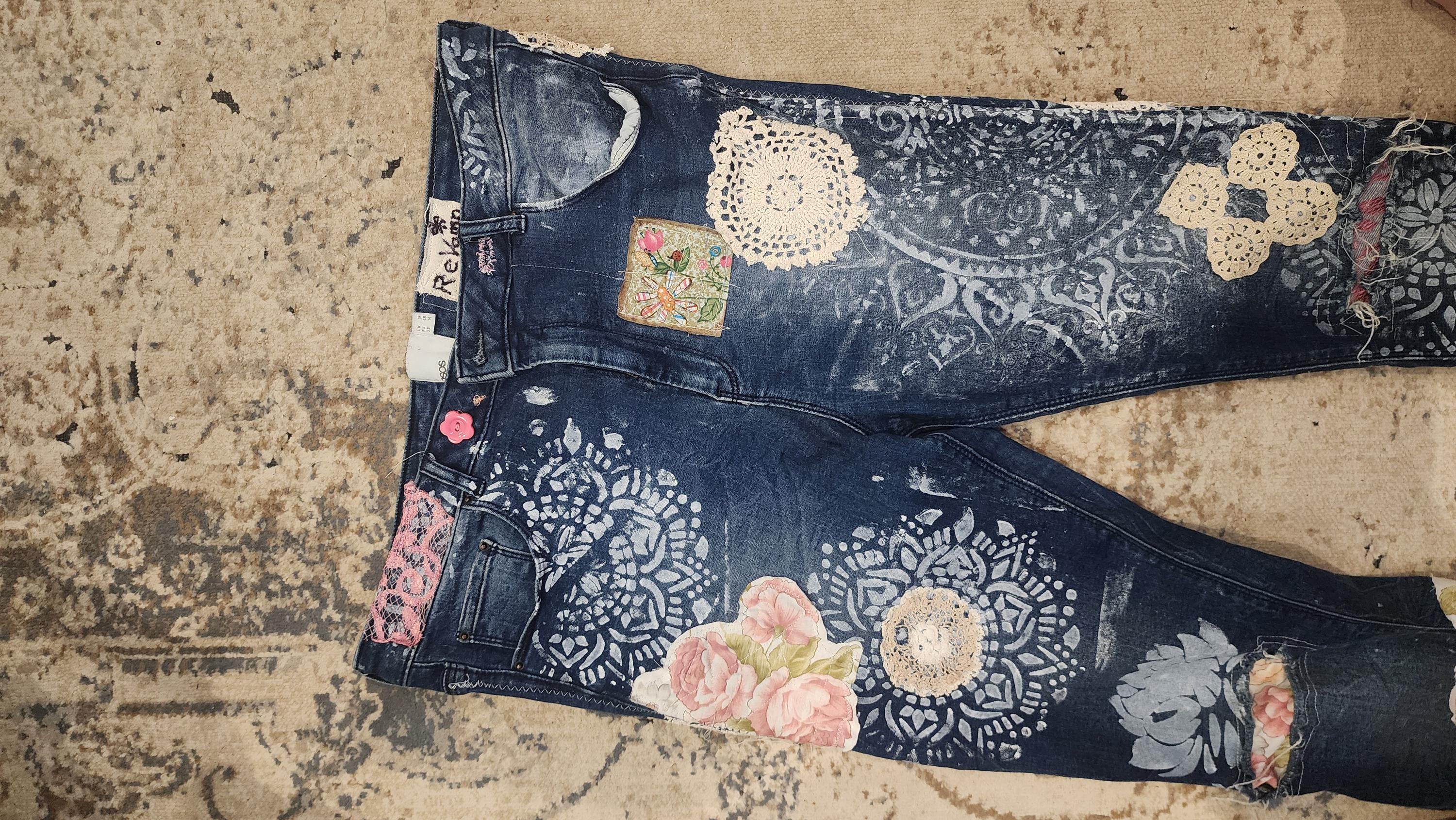 Funky Flared Upcycled Patch Jeans - Etsy