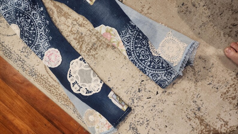 Funky Flared Upcycled Patch Jeans - Etsy