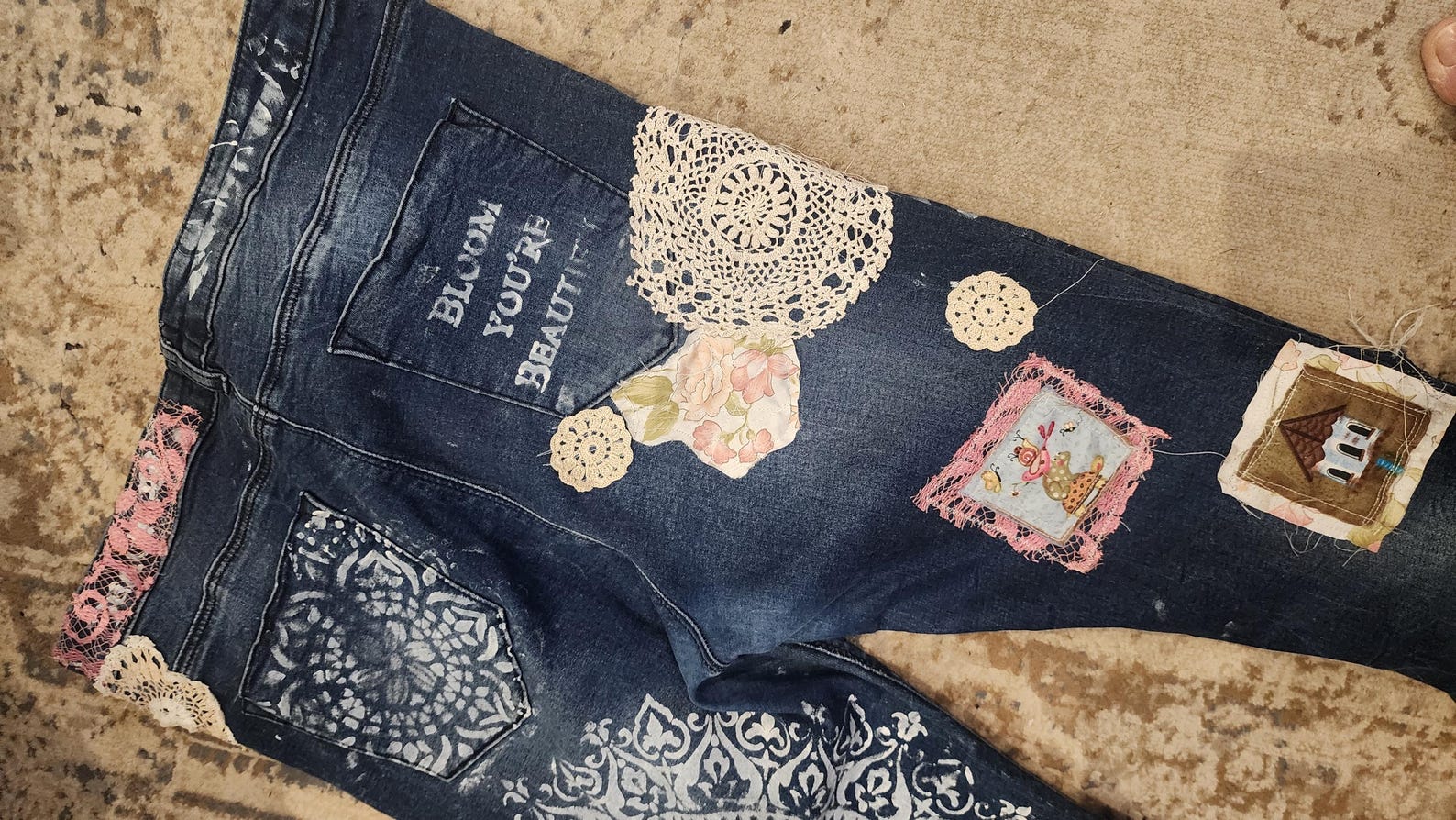 Funky Flared Upcycled Patch Jeans - Etsy
