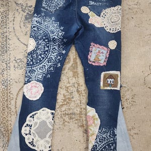 Funky Flared Upcycled Patch Jeans - Etsy