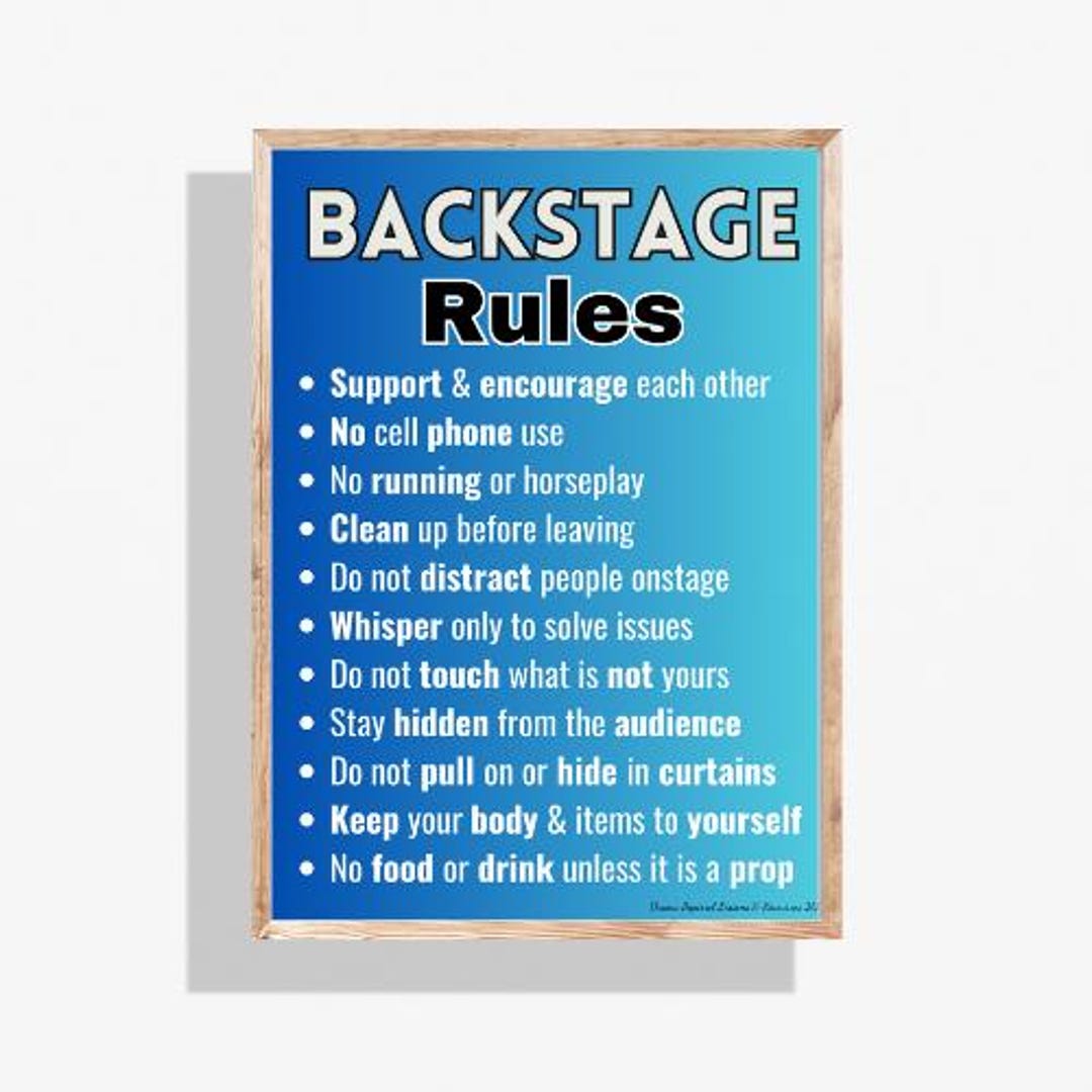 Backstage Rules Poster Theatre Teaching Classroom Theatre Classroom ...