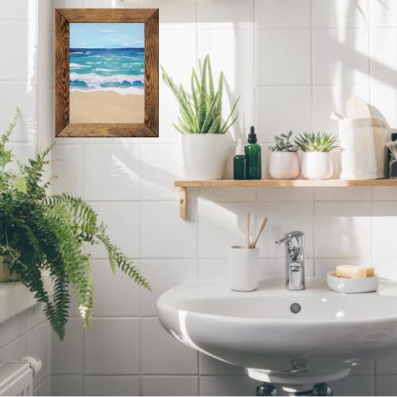 Ocean Waves Handpainting Digitally Print Aquarium Decor Cubicle Decor ...