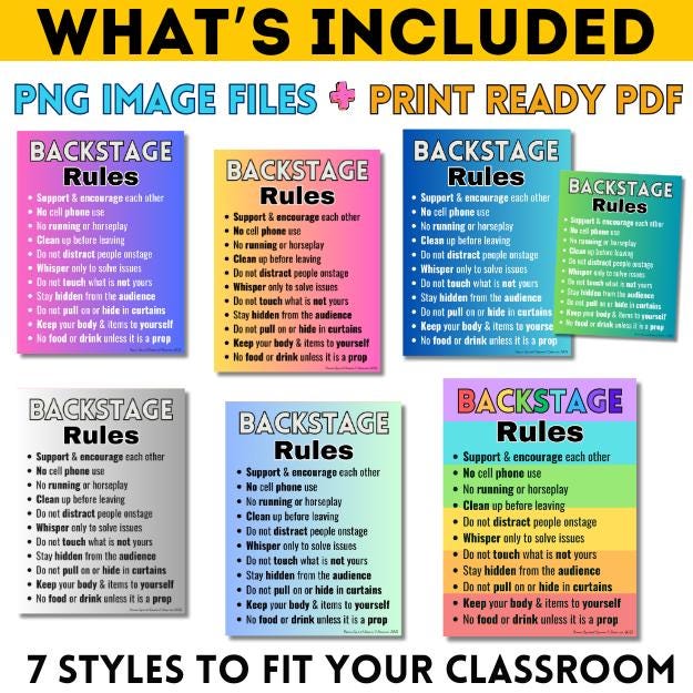 Backstage Rules Poster - Theatre Classroom Poster, Drama Anchor Chart ...