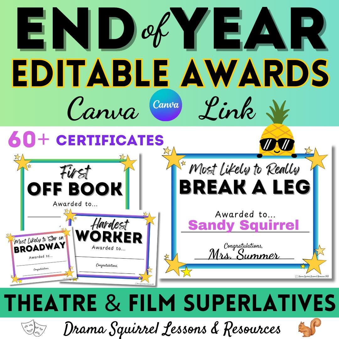 Broadway Superlative Student Award Certificates - Canva Editable ...