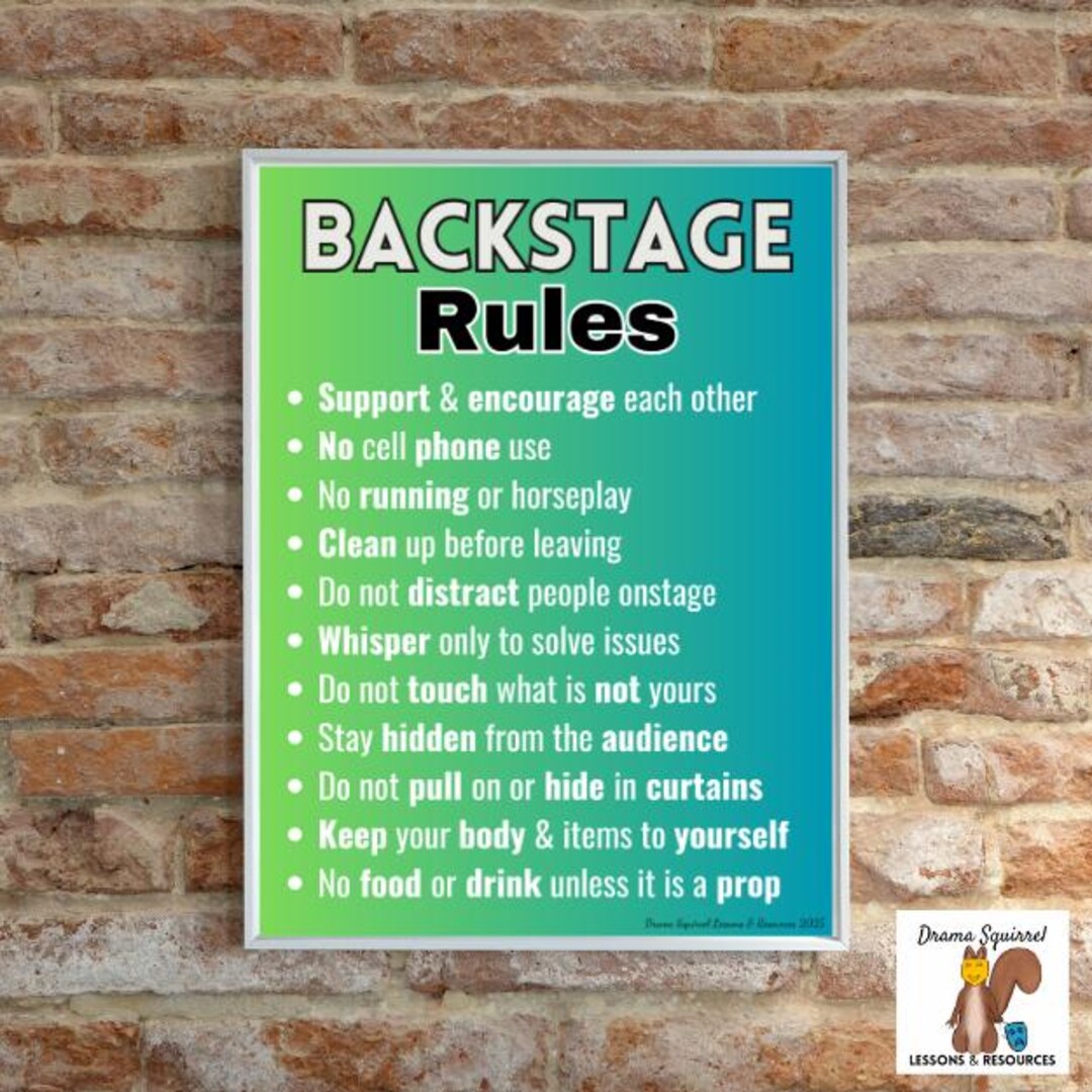 Backstage Rules Poster - Theatre Classroom Poster, Drama Anchor Chart ...