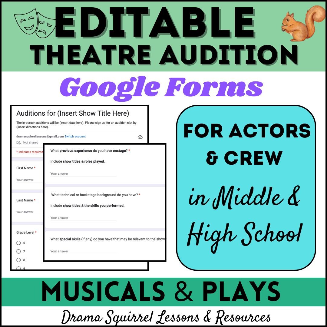 Theatre Audition Forms in Google Forms - Fully Editable Templates ...