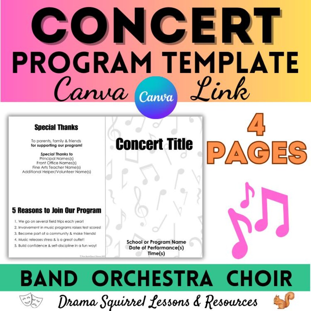 Music Concert Program Recital Program Editable Template Canva Template ...