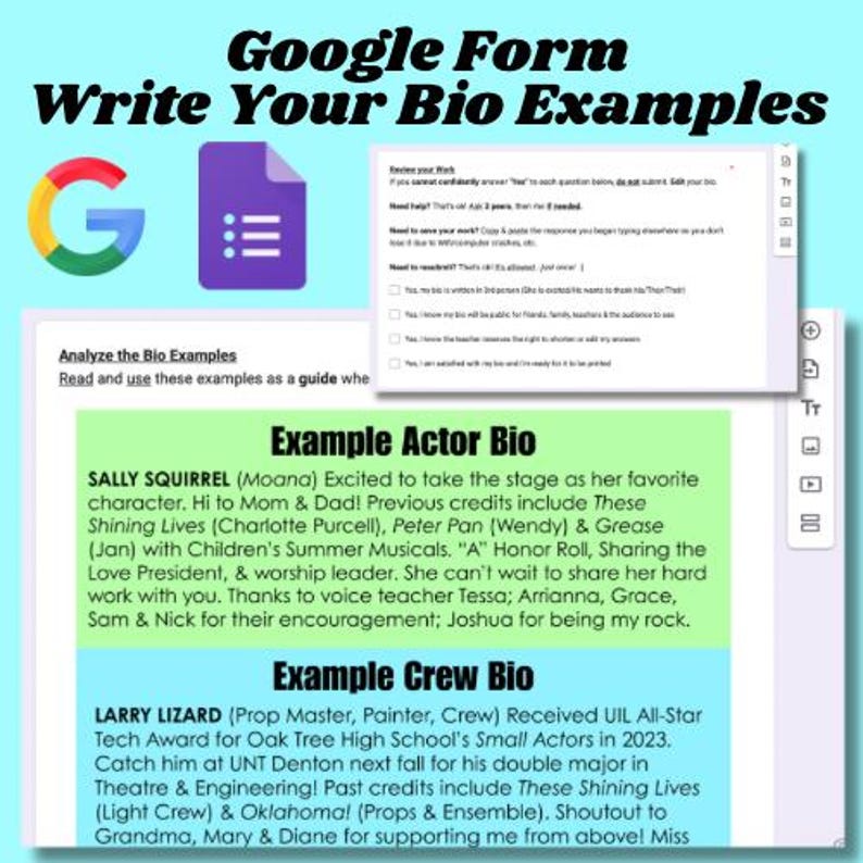 Play & Musical Program Template - Google Form Bios - 12 Page Fully ...