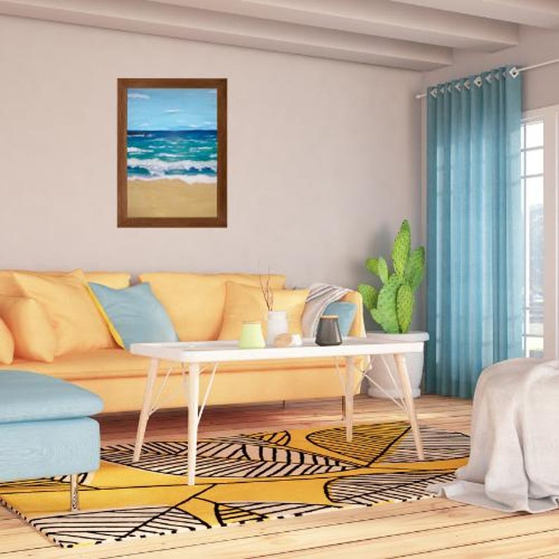 Ocean Waves Handpainting Digitally Print Aquarium Decor Cubicle Decor ...