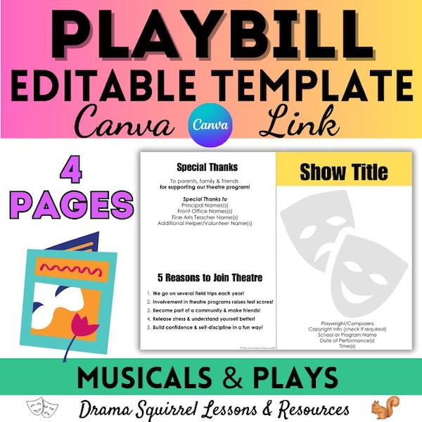 Playbill Ad Template - Etsy