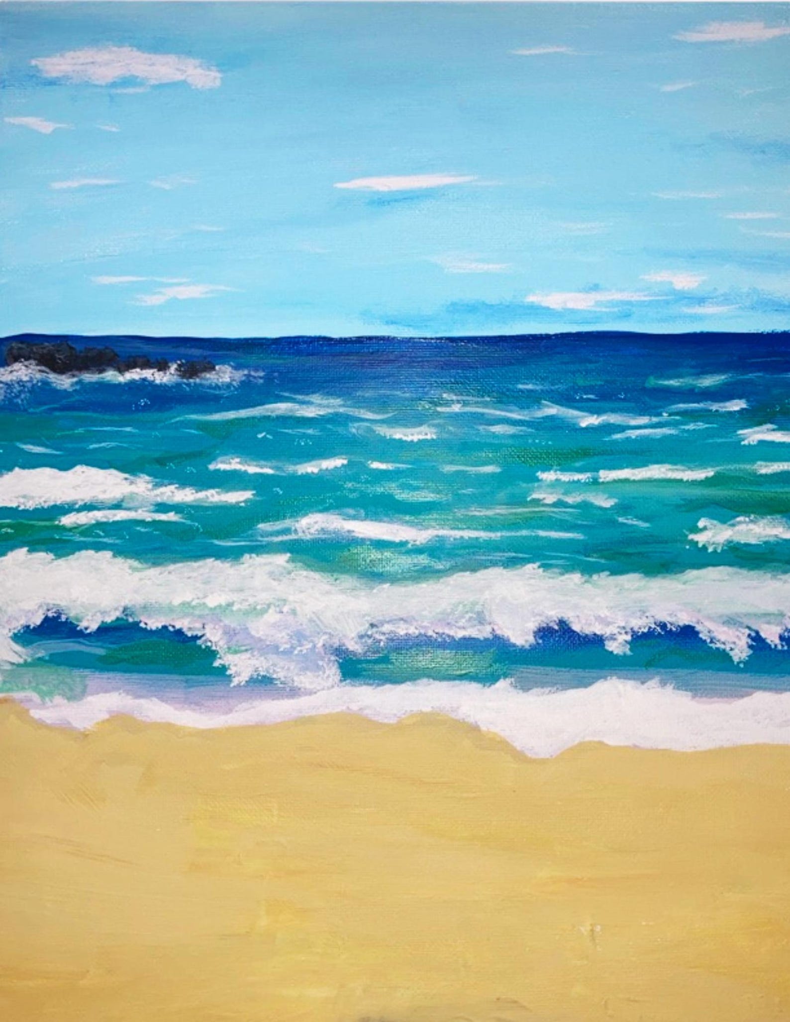 Ocean Waves Handpainting Digitally Print Aquarium Decor Cubicle Decor ...