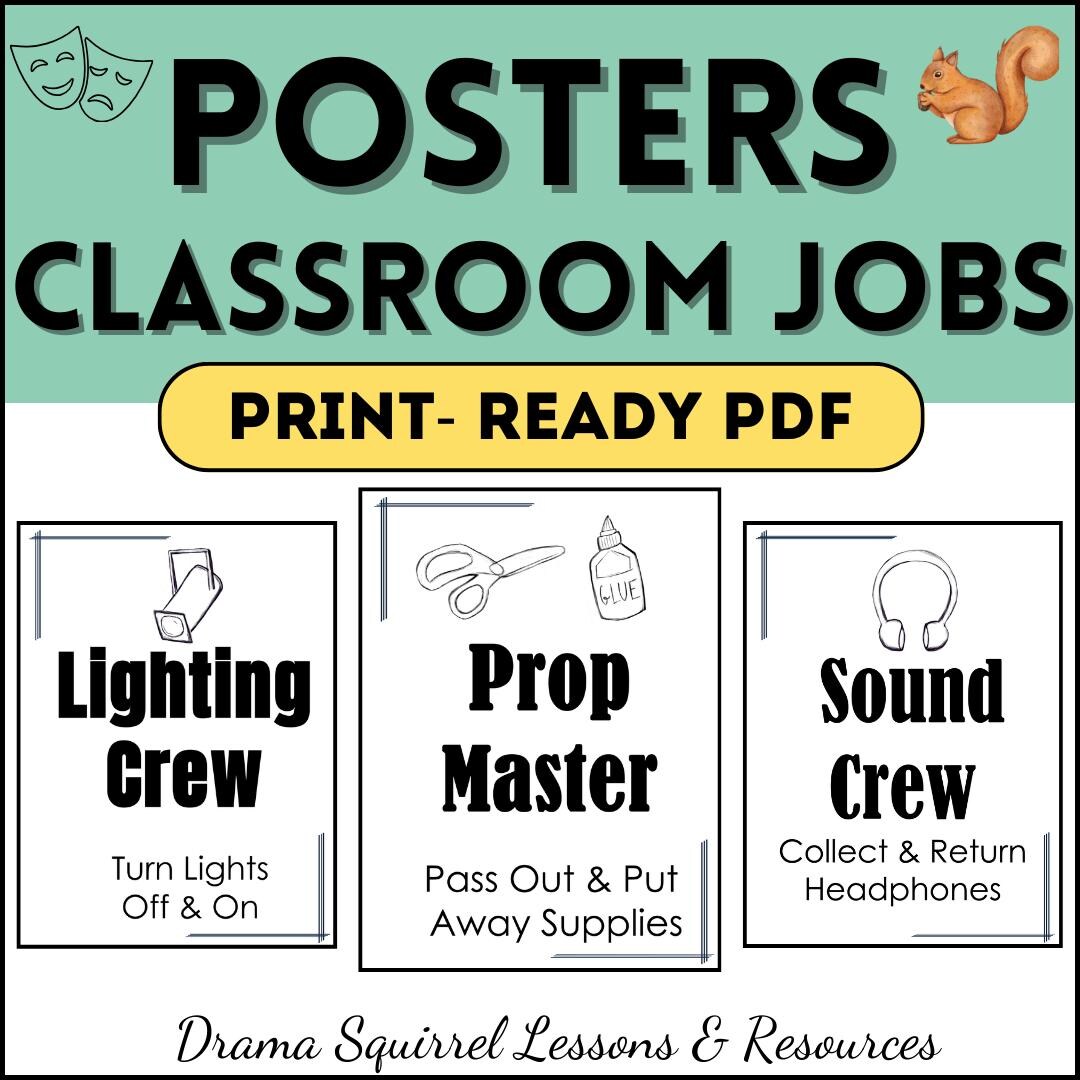 Theatre Classroom Jobs Posters - Back to School Classroom Organization ...