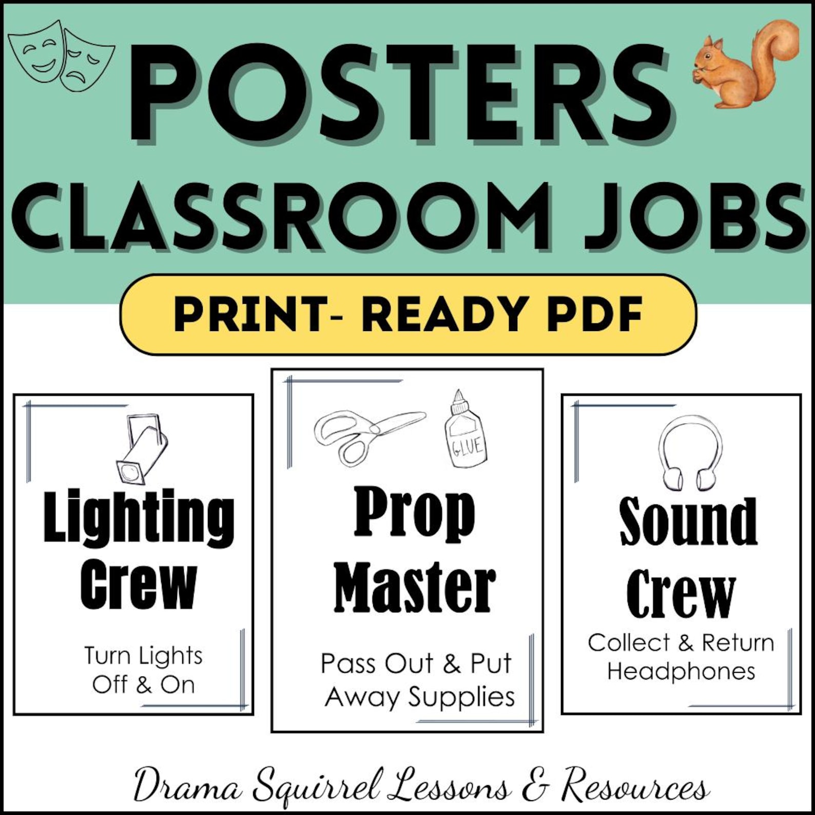 Classroom Decorative Posters -theatre Classroom Jobs- Digitally ...