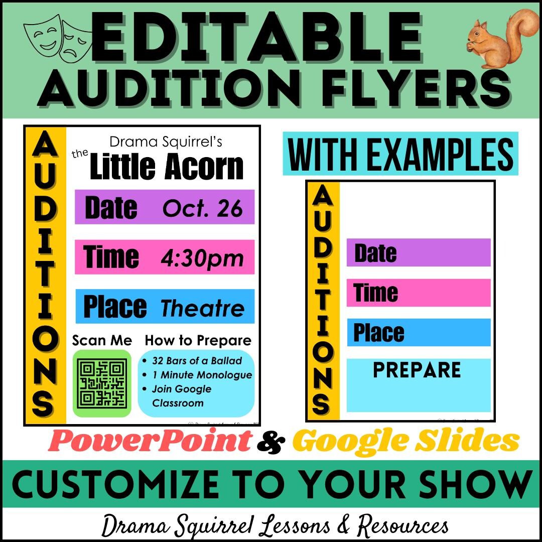 Theatre Audition Flyers/posters - Editable Templates - Google Slides ...
