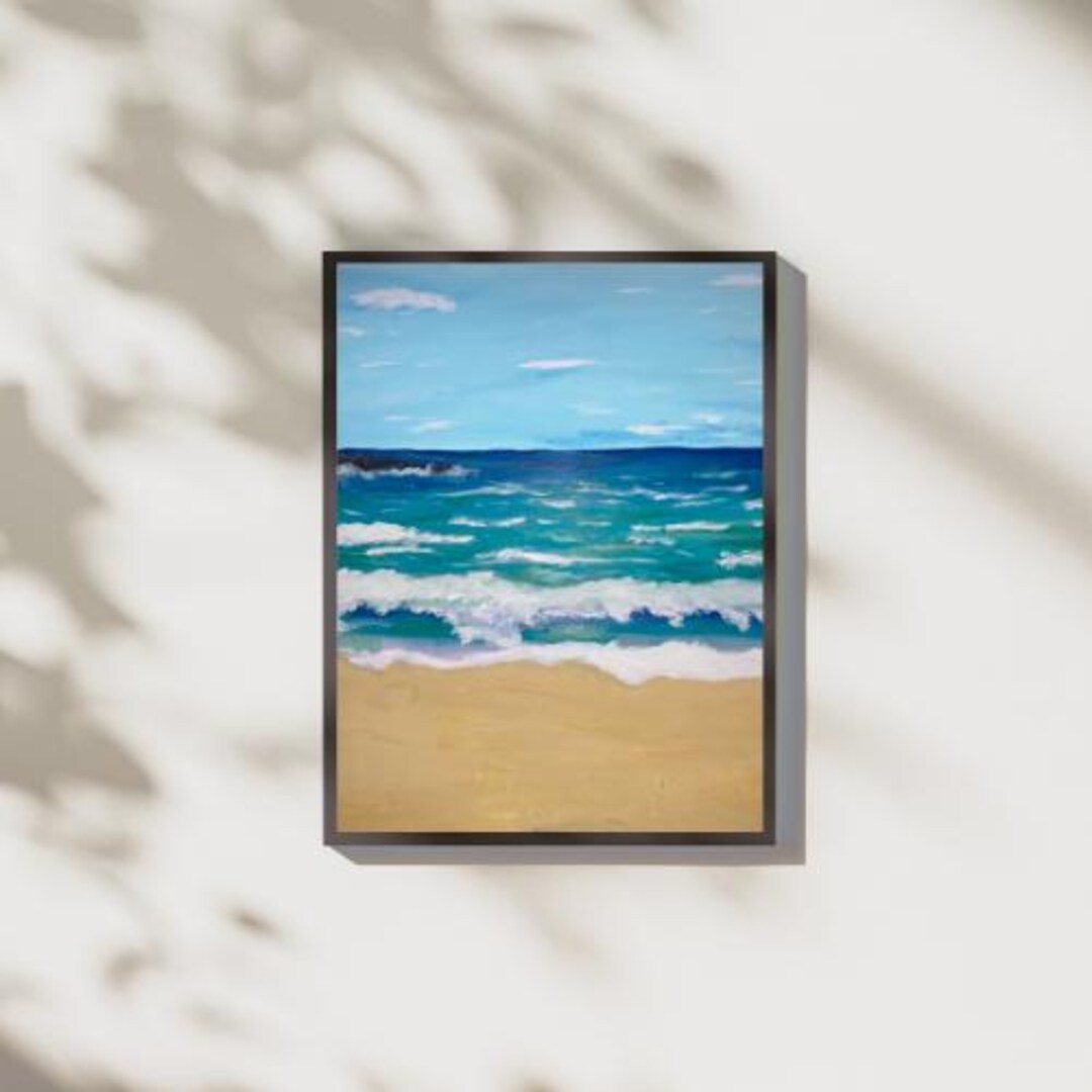 Ocean Waves Handpainting Digitally Print Aquarium Decor Cubicle Decor ...