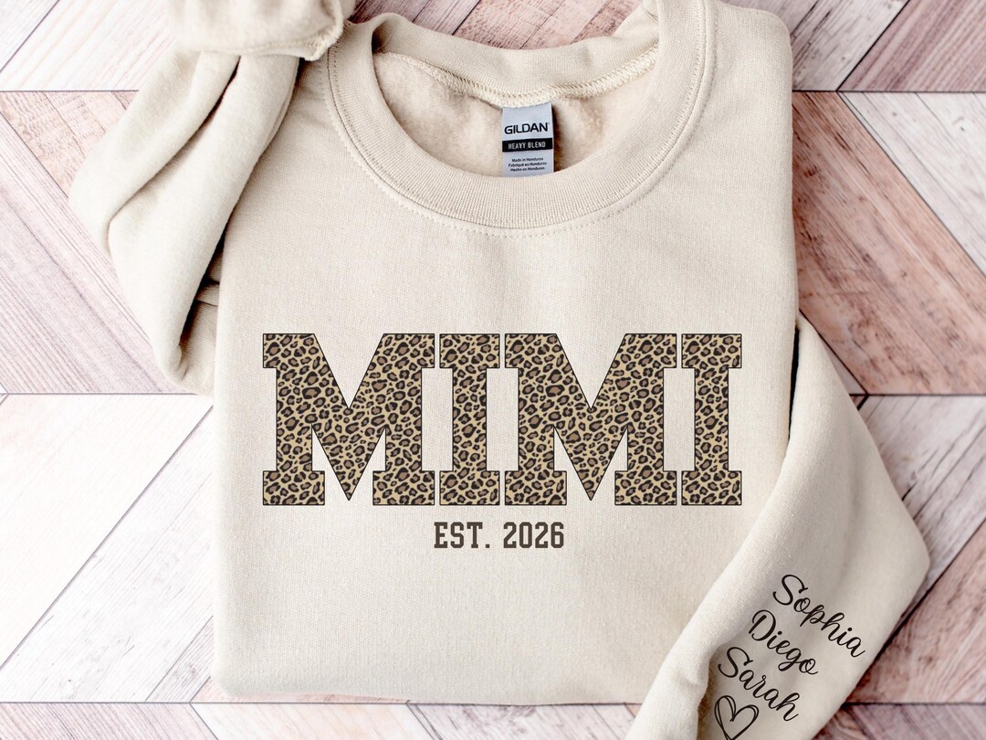 Personalized Mimi Est. Sweatshirt With Leopard Print, Custom Mimi Gift ...