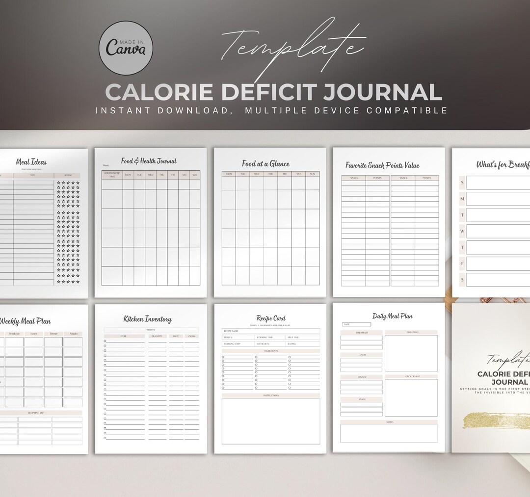 Calorie Deficit Journal | Printable Weight Loss Tracker | Calorie ...