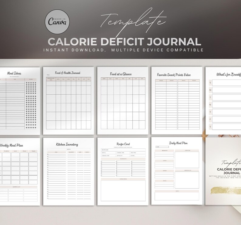 Calorie Deficit Journal | Printable Weight Loss Tracker | Calorie ...