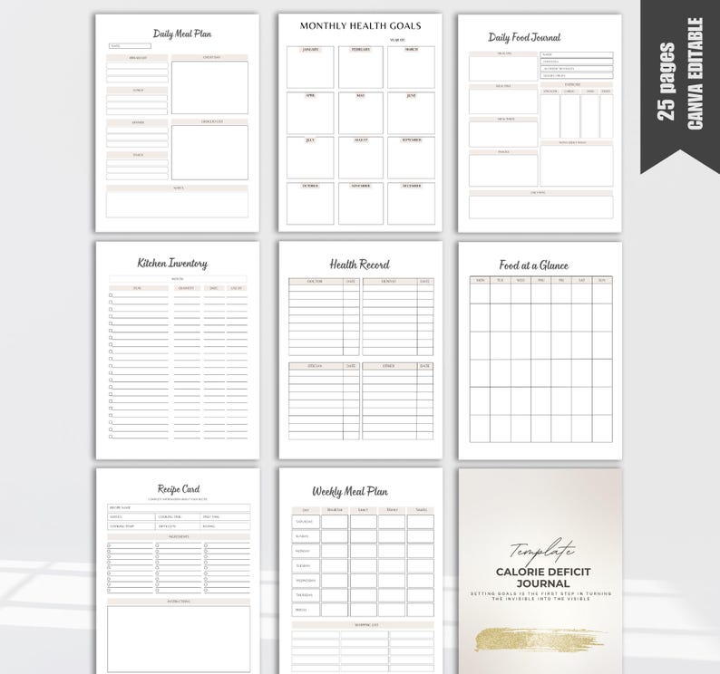 Calorie Deficit Journal | Printable Weight Loss Tracker | Calorie ...