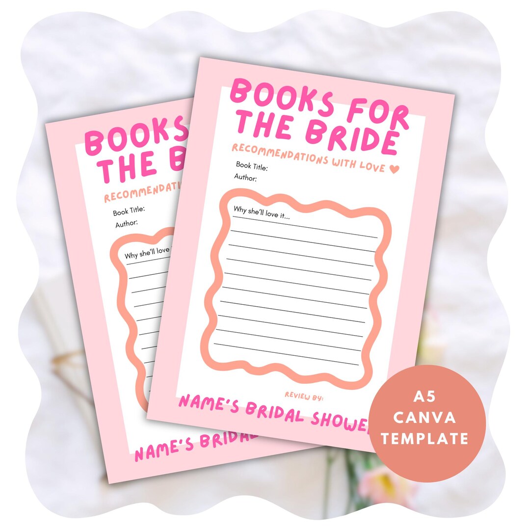 Printable Books for the Bride Activity - Romantic Theme - Etsy