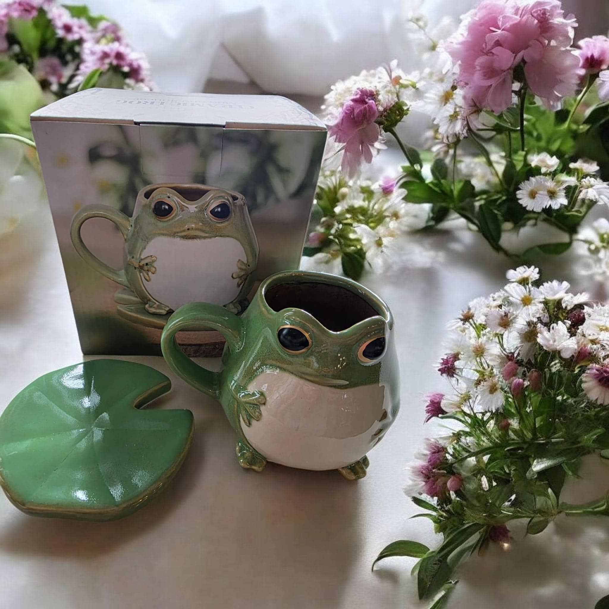 Cute Adorable Frog Mug & Lilli Pad Coaster. Novelty Mugs / Cups ...